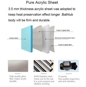 Toddler Bathtub, Double-sided Glass Tub, White 43 Inch Bathtub