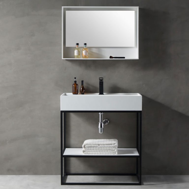 Console Vanities with Resin Sink for Small Renovated Bathrooms