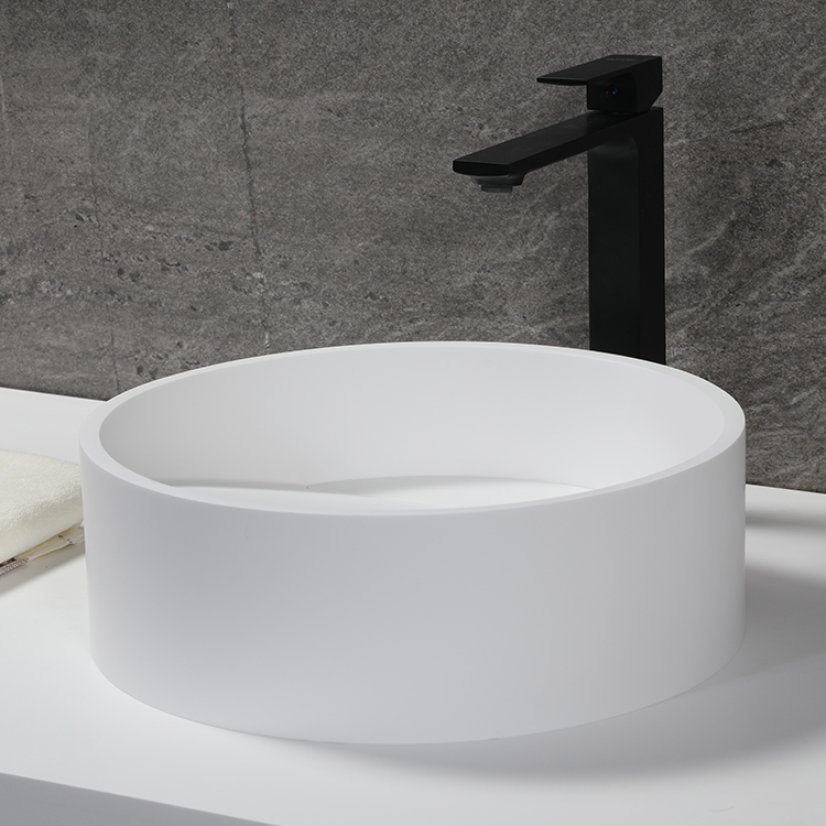 Corian Sink, Solid Surface Basin, Round Resin Sink White Matt