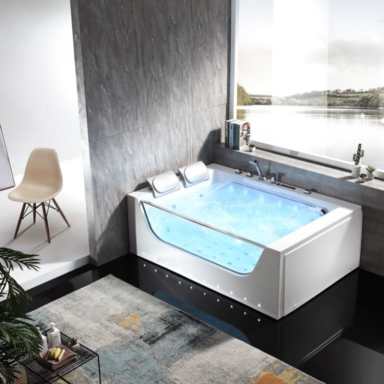 Free standing 2 person jacuzzi tub with whirpool and airbubble