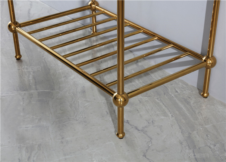 Gold Washstand with Carrara Top and Ceramic Sink